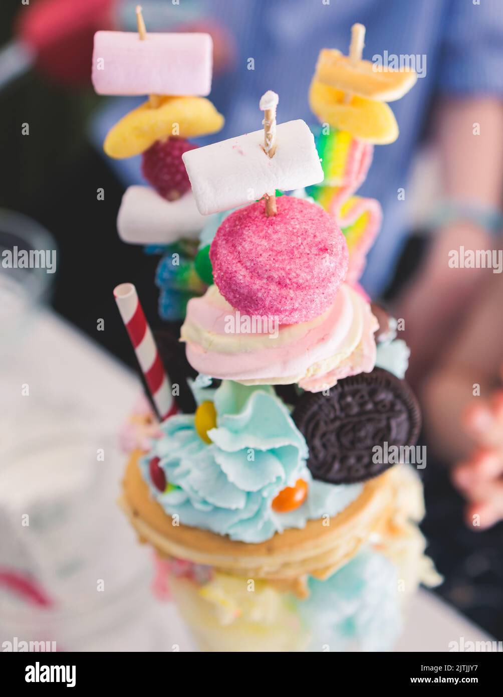 Over shake and freak shake, process of cooking extreme colorful ...