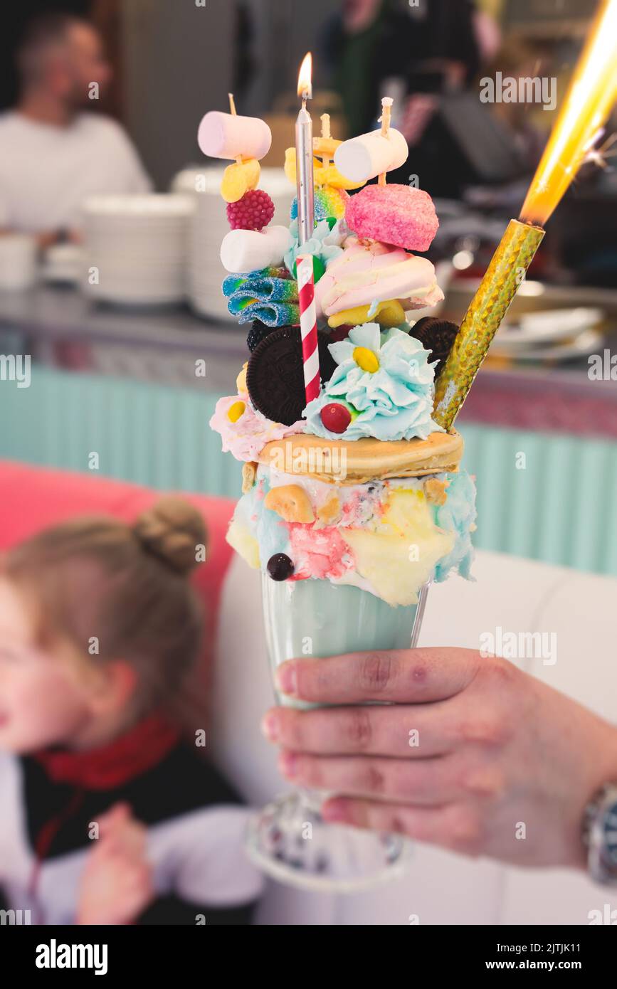 Over shake and freak shake, process of cooking extreme colorful ...