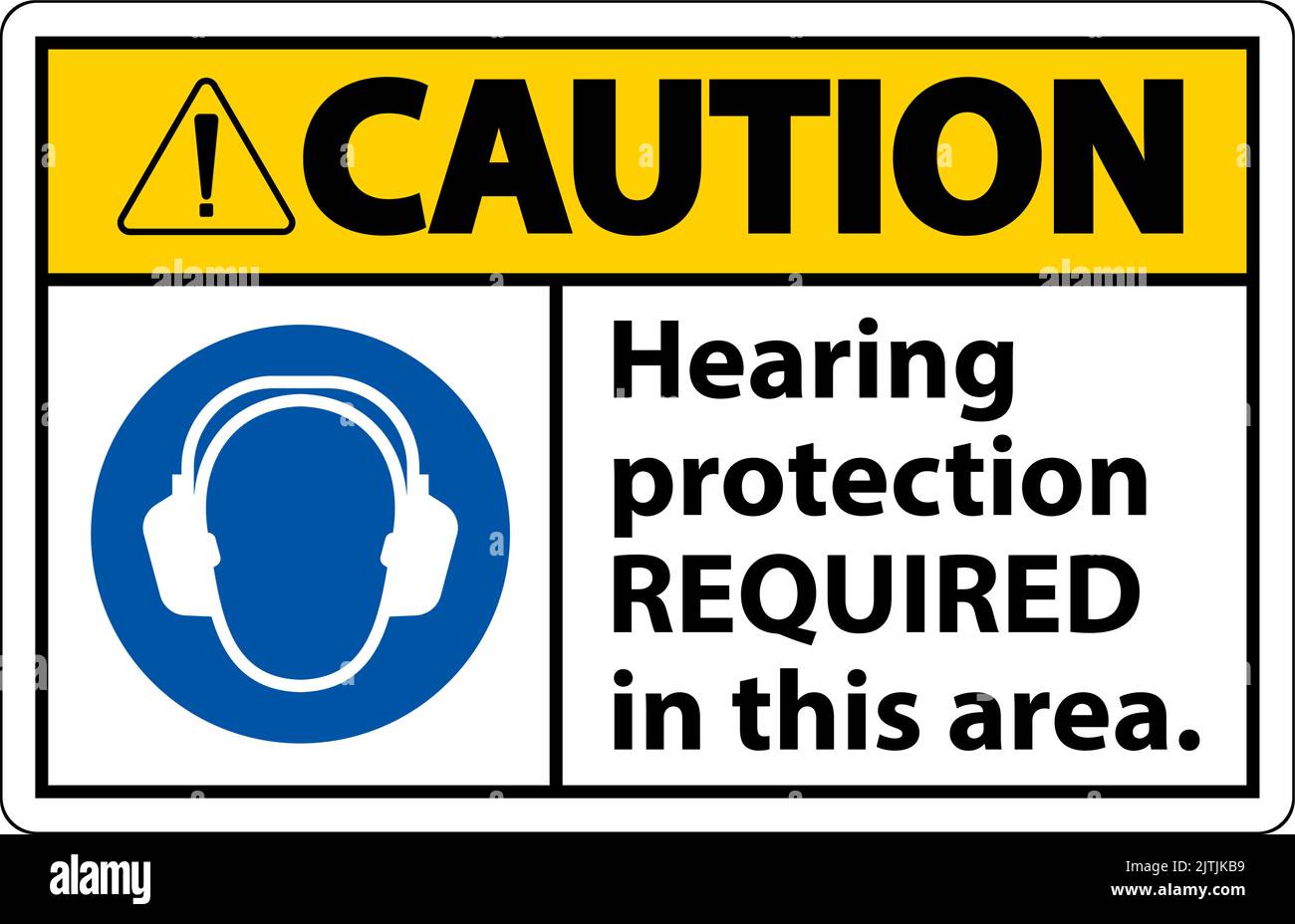 Caution Hearing Protection Required Sign On White Background Stock ...