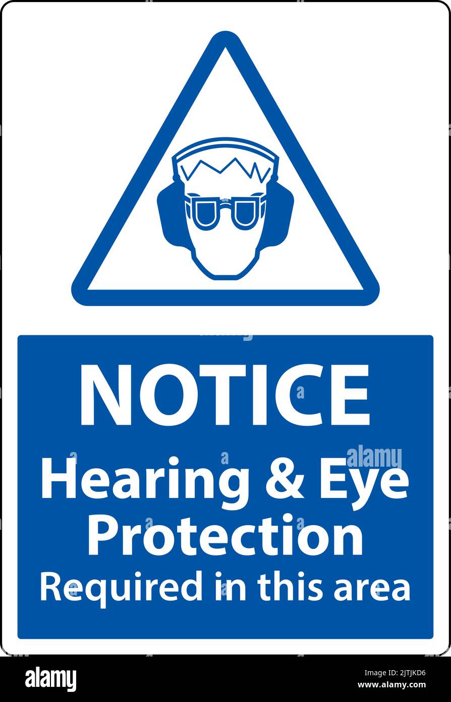 Hearing and Eye Protection Sign On White Background Stock Vector Image ...