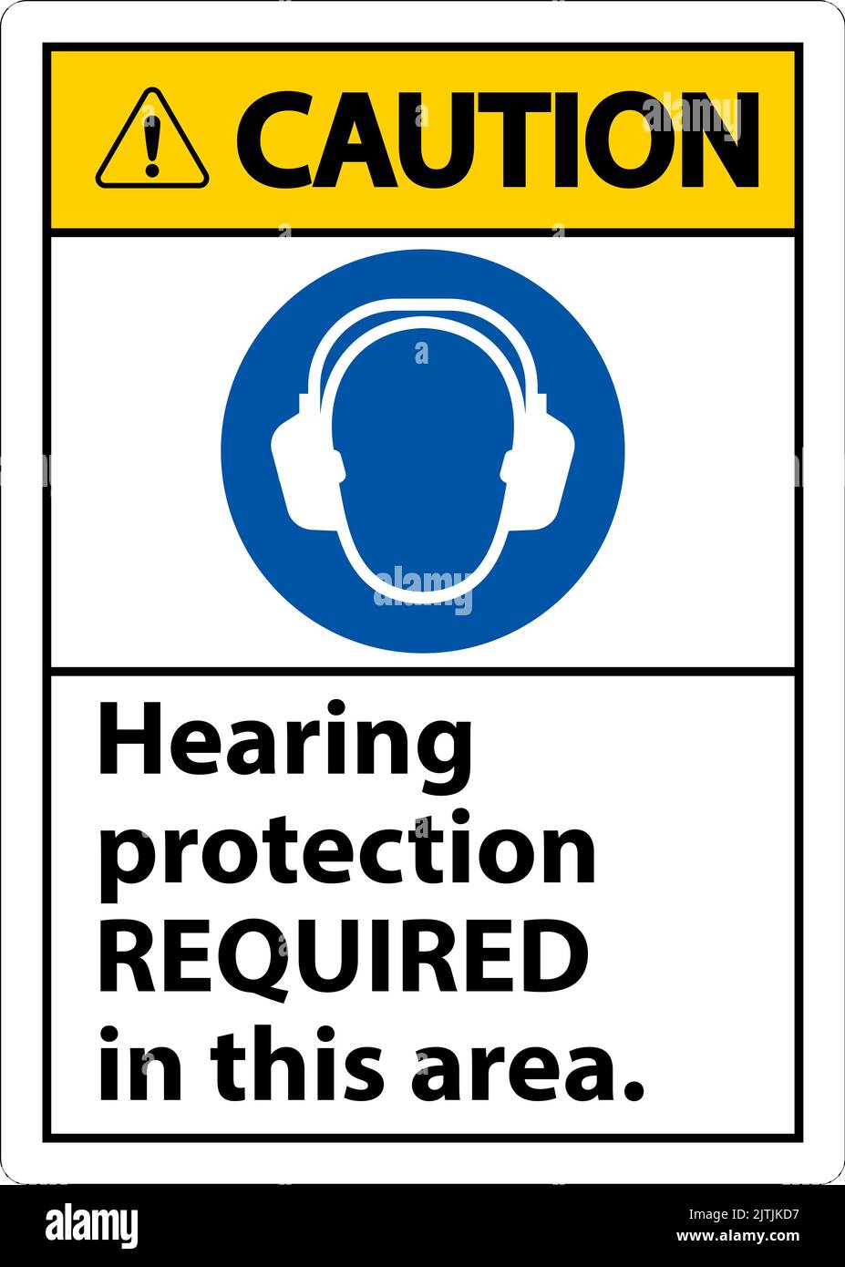 Caution Hearing Protection Required Sign On White Background Stock ...