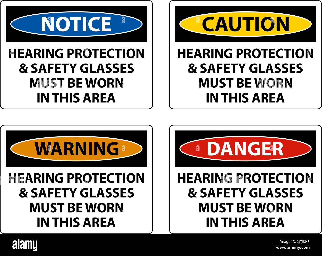 Hearing Protection And Safety Glasses Sign On White Background Stock ...