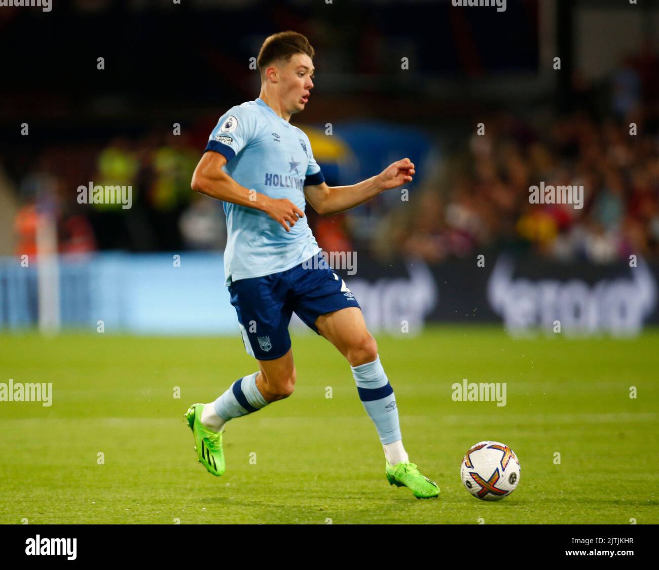 London ENGLAND - AUGUST 30 : Aaron Hickey of Brentford in action during ...