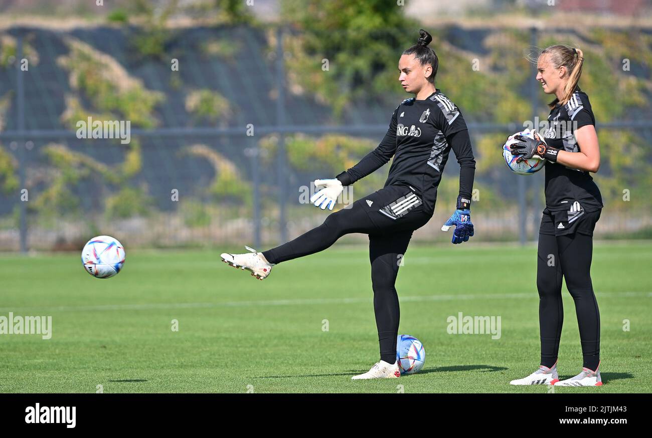 Tubize, Belgium, 31 August 2022.Belgium's goalkeeper Nicky Evrard and ...