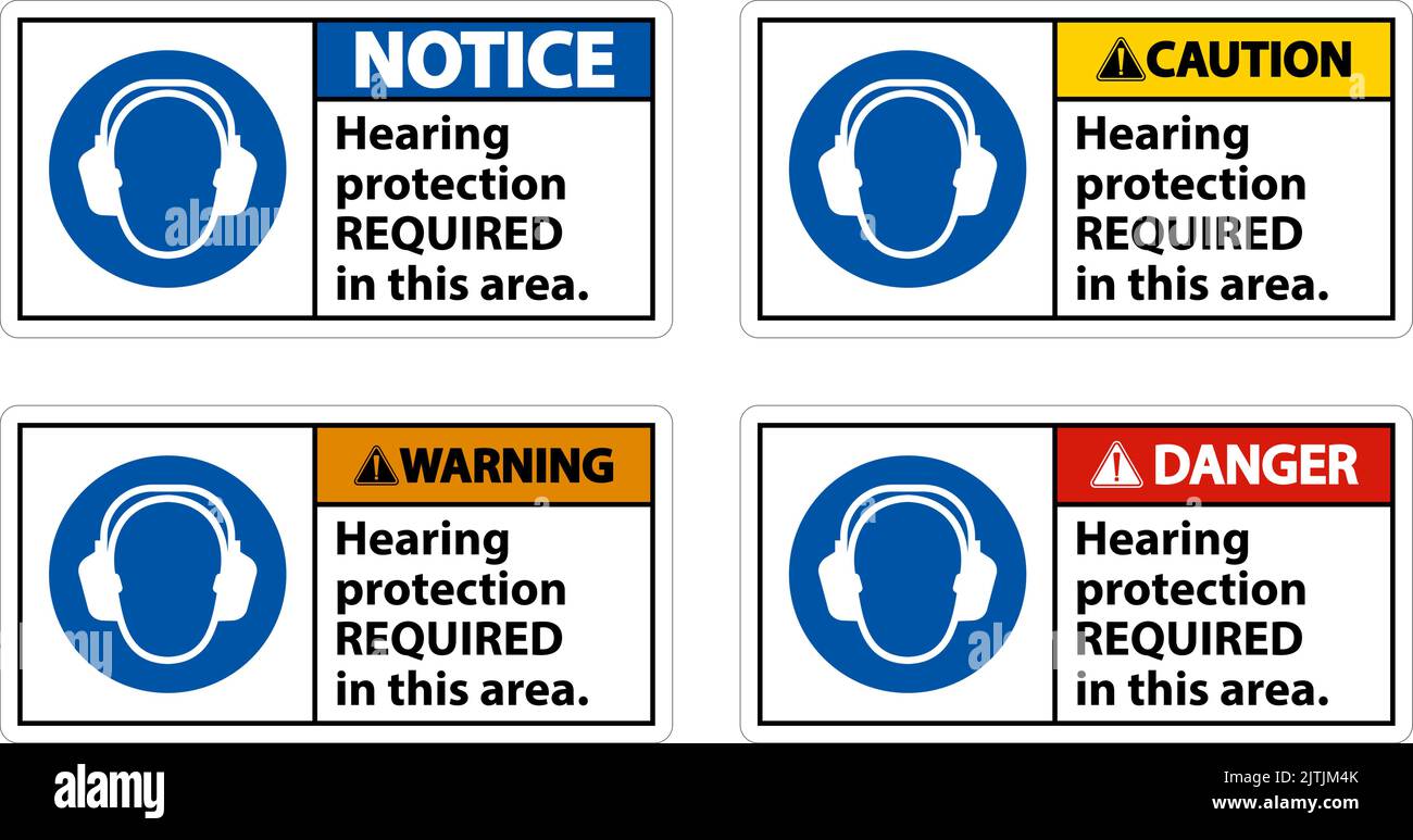 Hearing protection required sign Stock Vector Images - Alamy