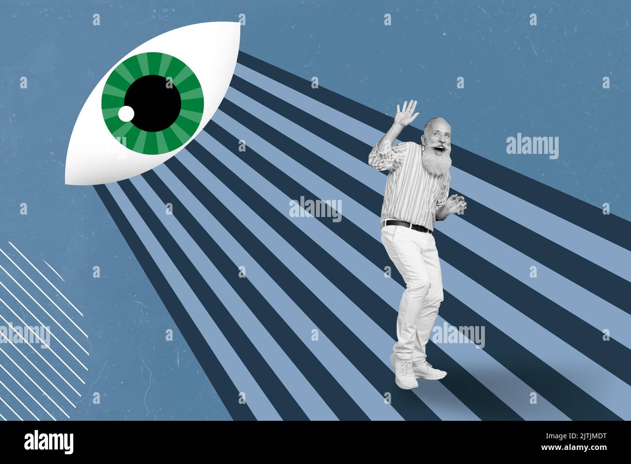 Collage photo of big old retro grandfather scared reaction big brother ...