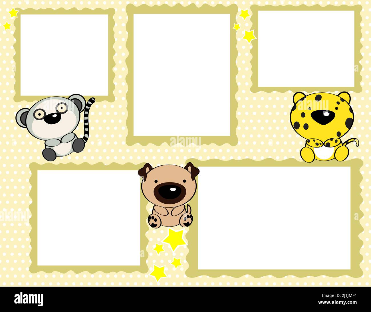 album frame baby animals cartoon illustration poster in vector format ...