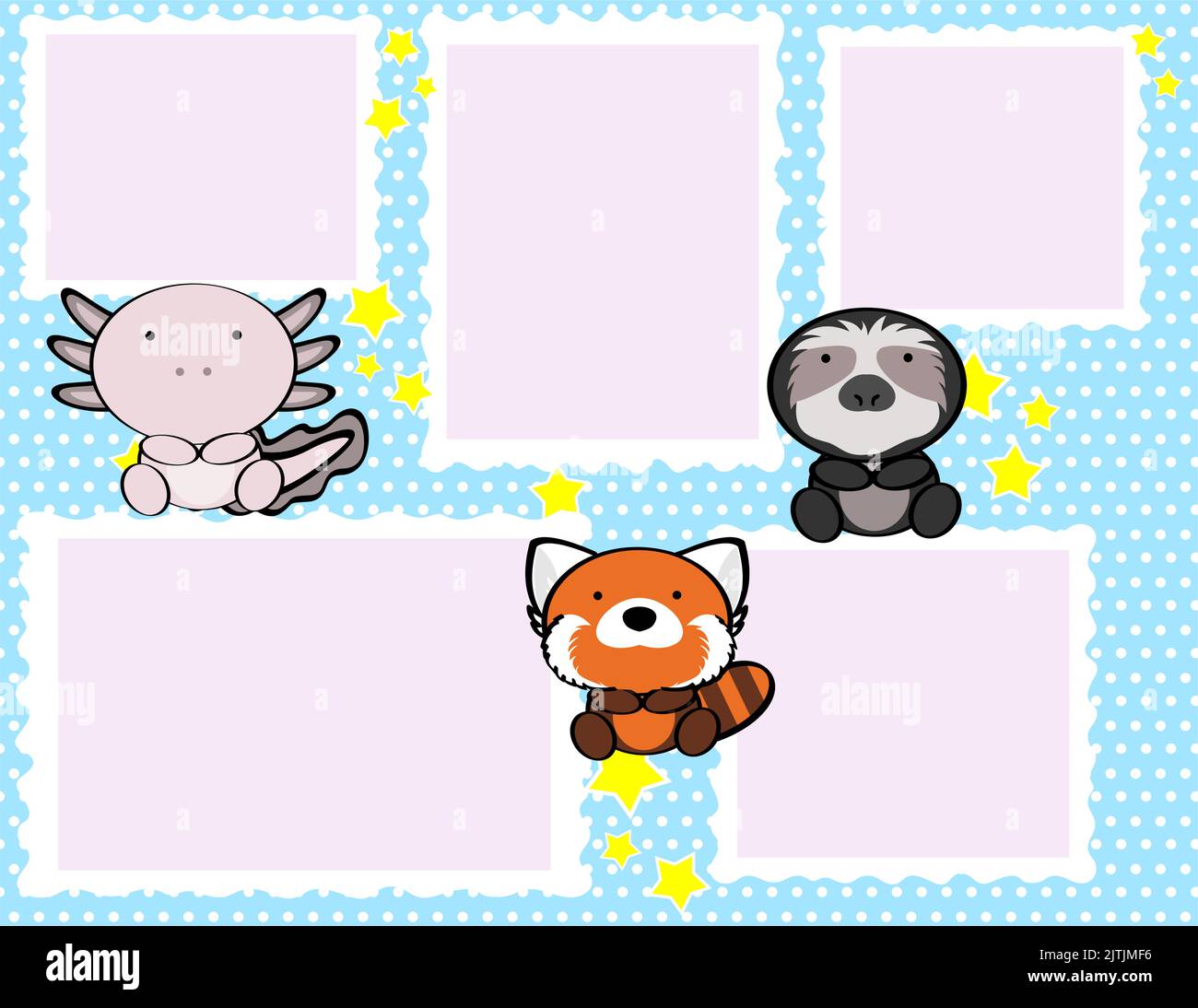 album frame baby animals cartoon illustration background in vector ...