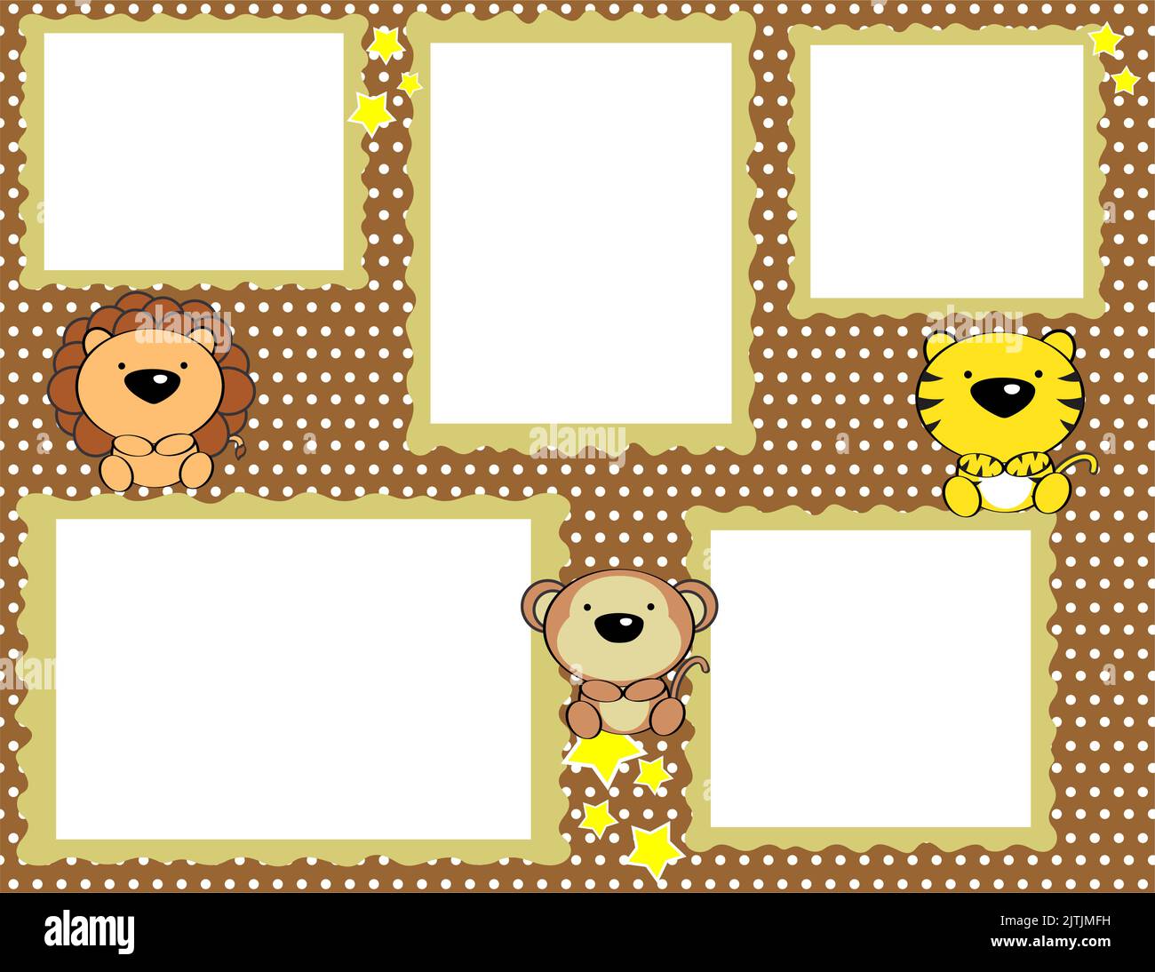 album frame baby animals cartoon illustration poster background in ...