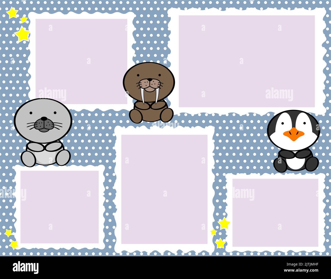 album frame baby animals cartoon illustration poster in vector format ...