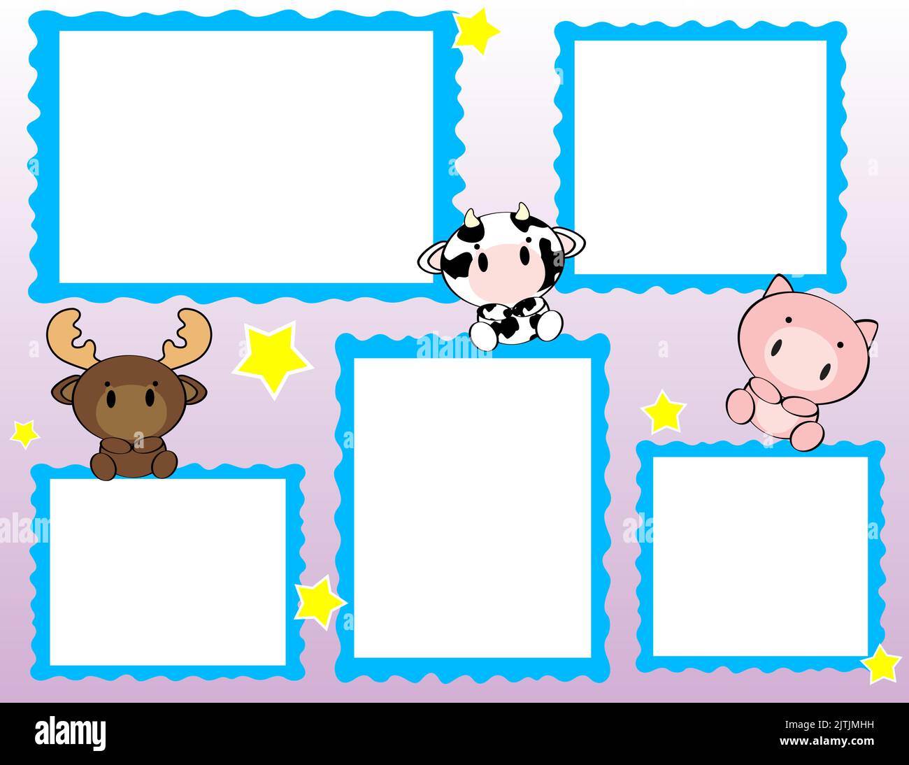 album frame baby animals cartoon illustration background postal in ...
