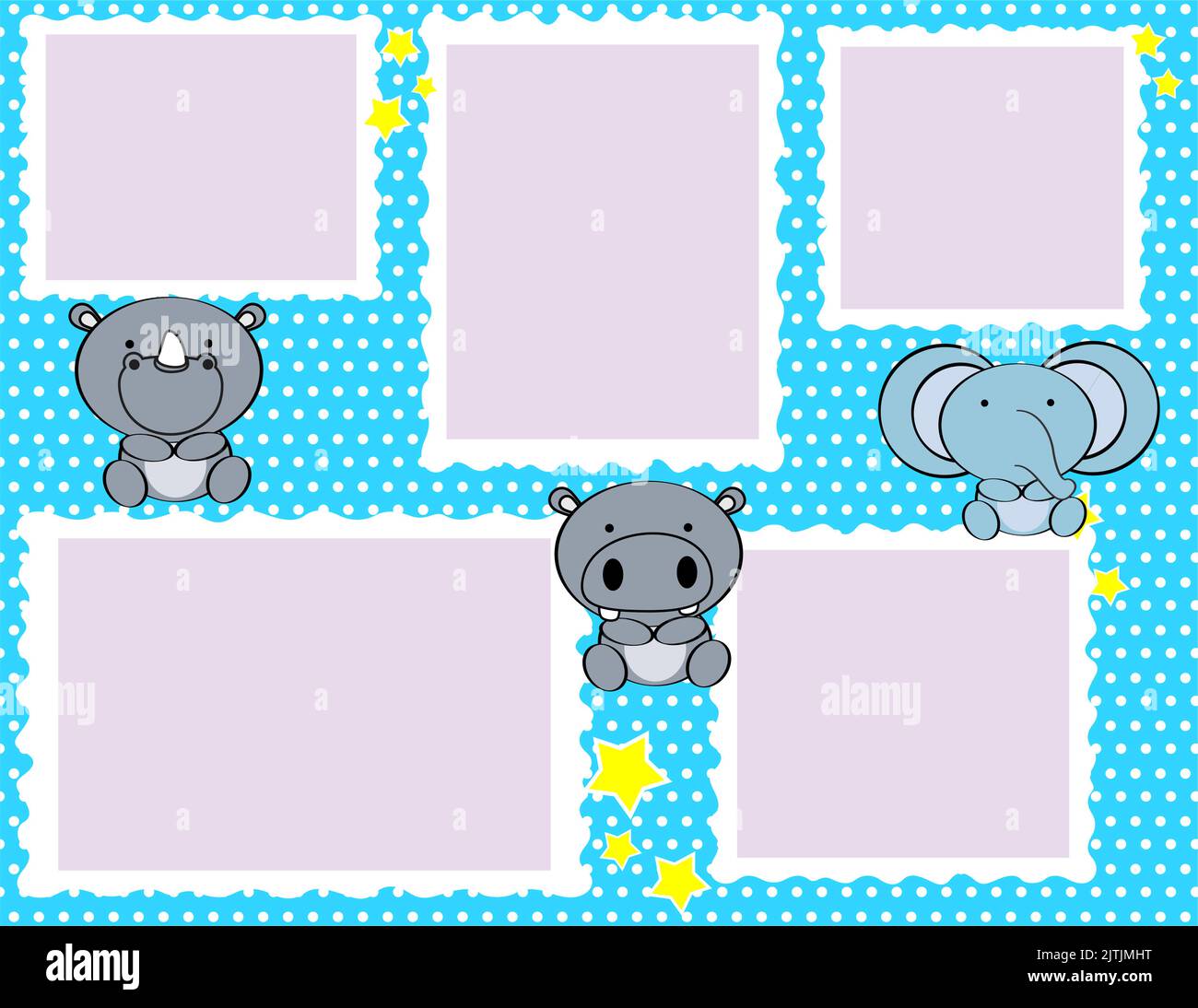 picture frame baby animals cartoon illustration background in vector ...