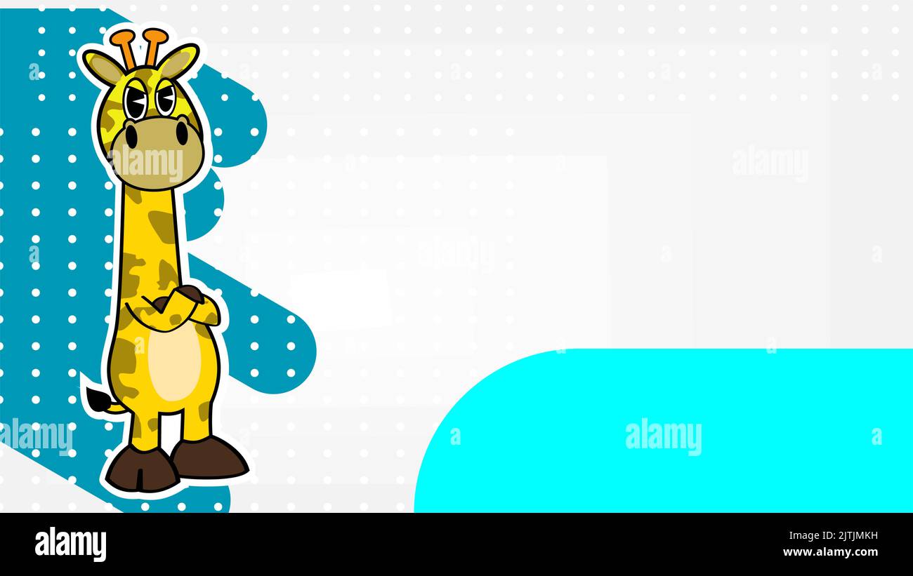 funny grumpy giraffe character cartoon retro style illustration ...