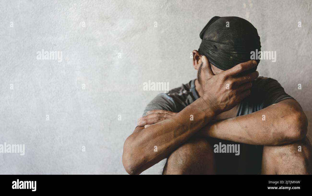 Man suffering from depression, Homeless man drug and alcohol addict ...