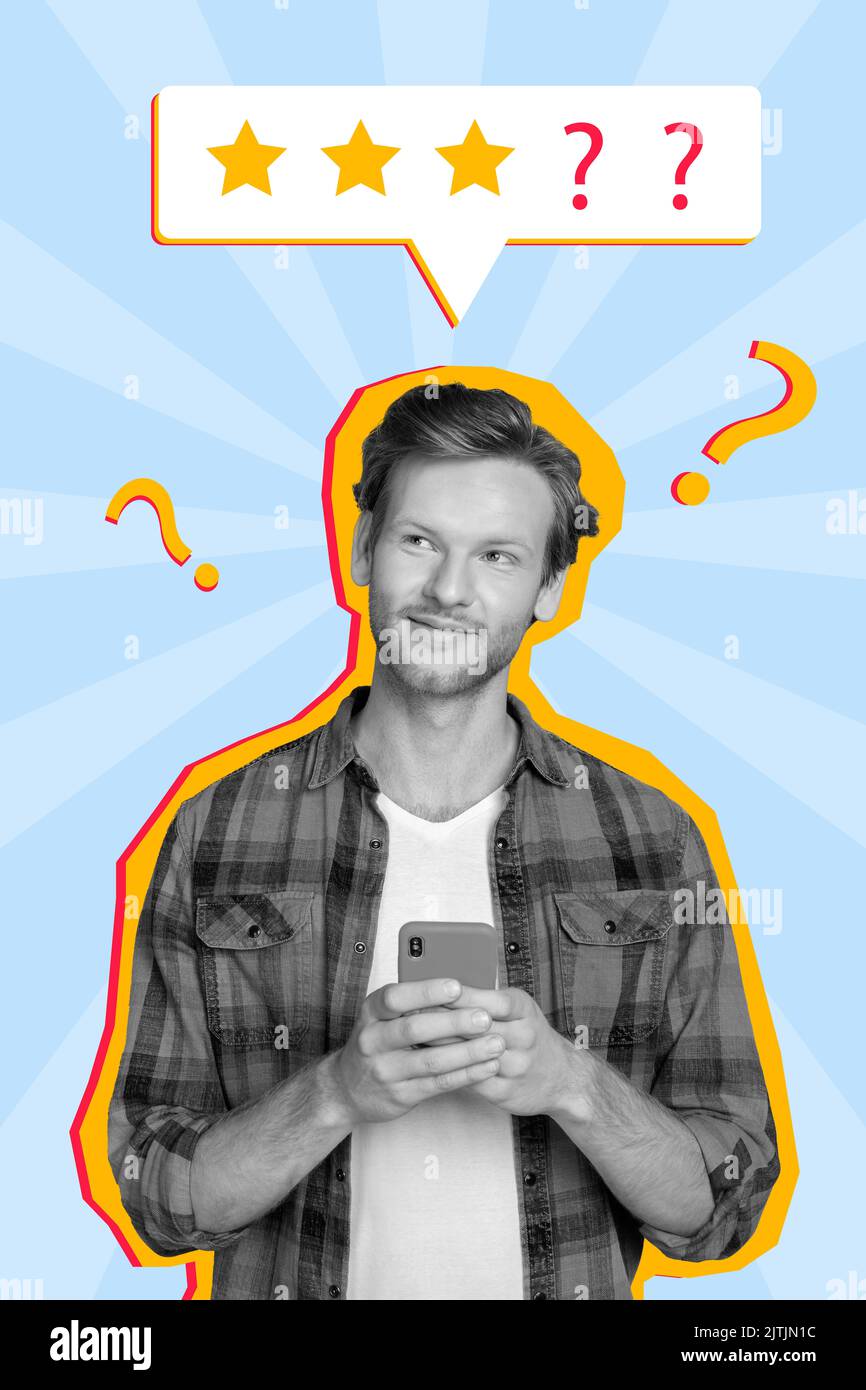 Photo collage 3d image poster postcard graphics sketch of minded funny ...