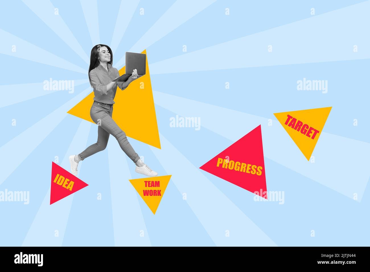 Creative abstract collage of ambitious busy energetic start up ...