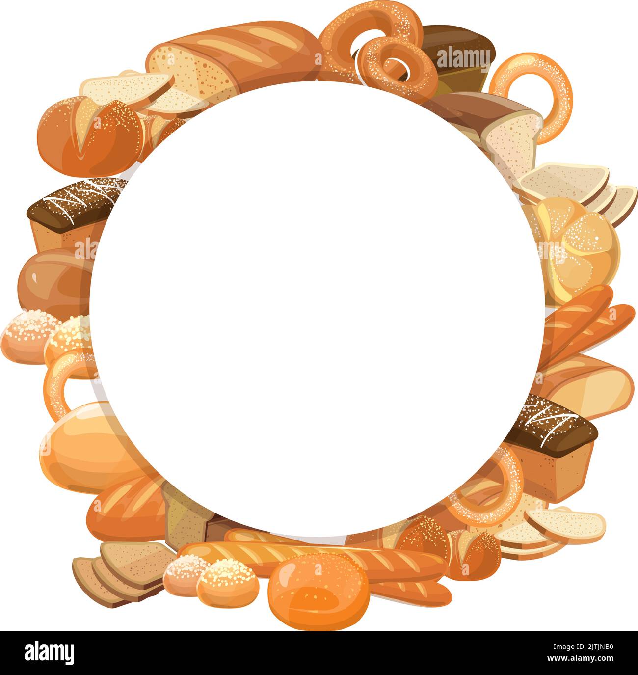 Bread circle. Fresh bakery round cartoon frame Stock Vector Image & Art ...