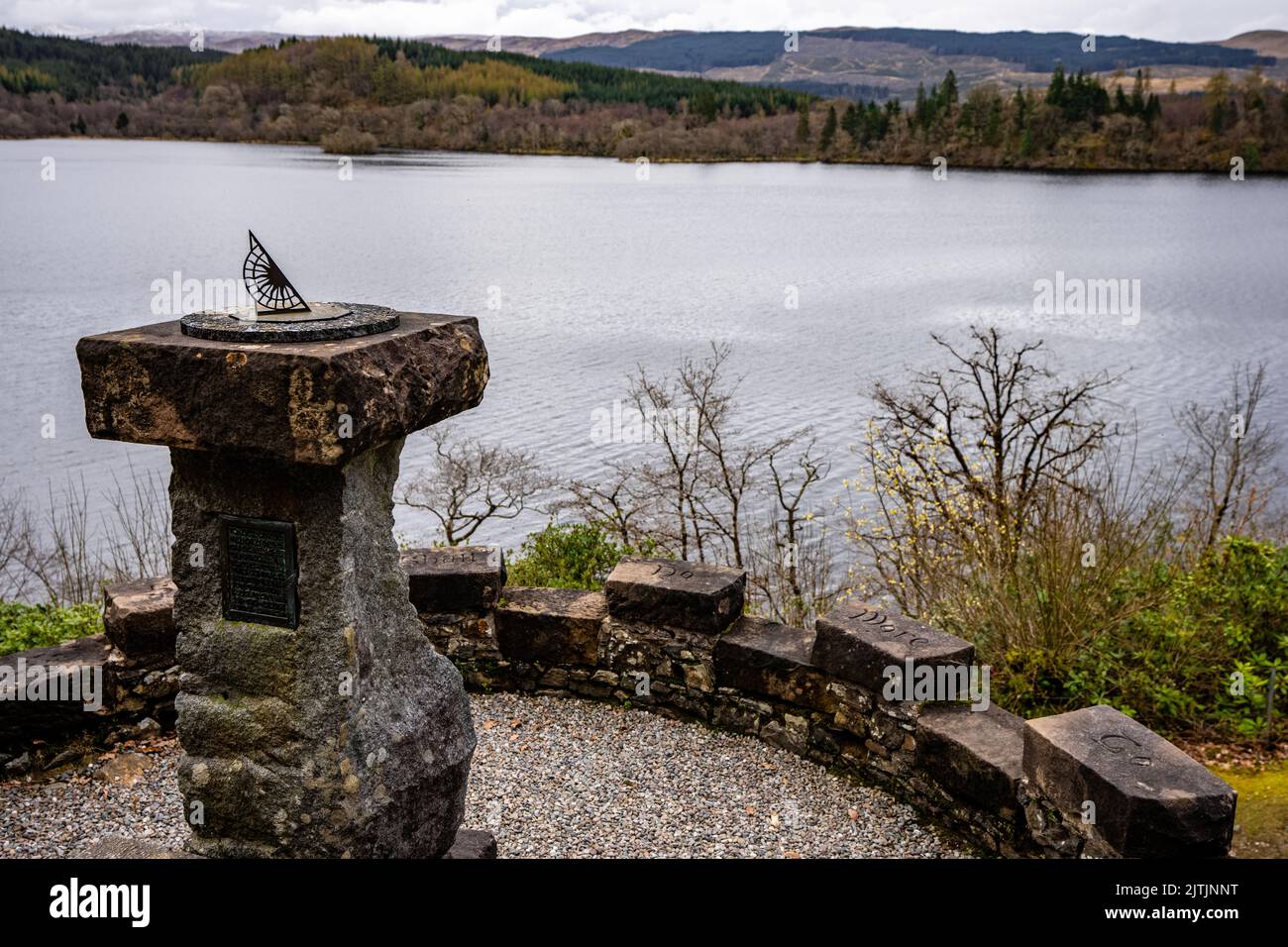 The sundial at St Conan's Kirk overlooking Loch Awe in Scotland Stock ...