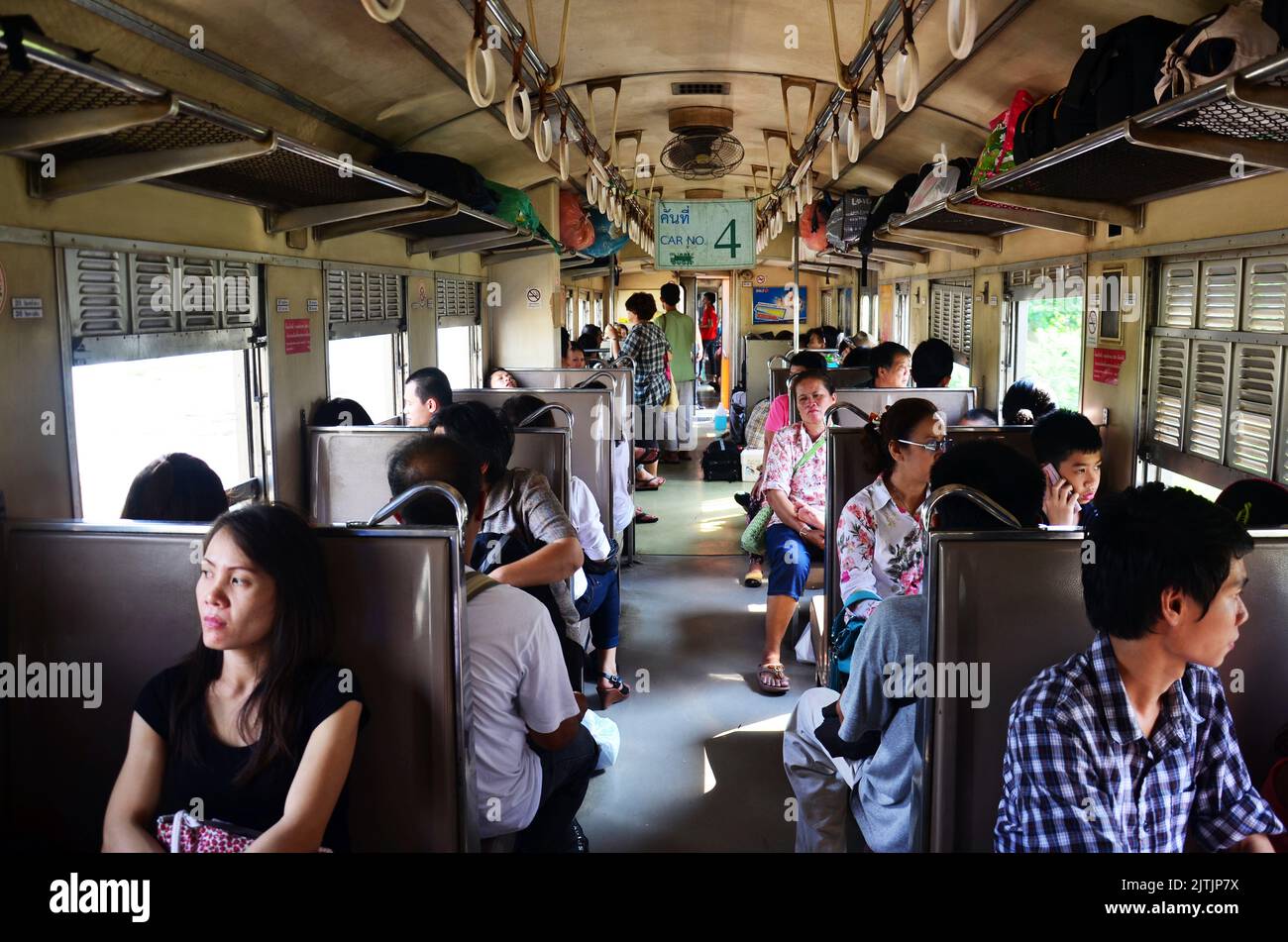 Interior design of local train for thai people and foreign travelers ...
