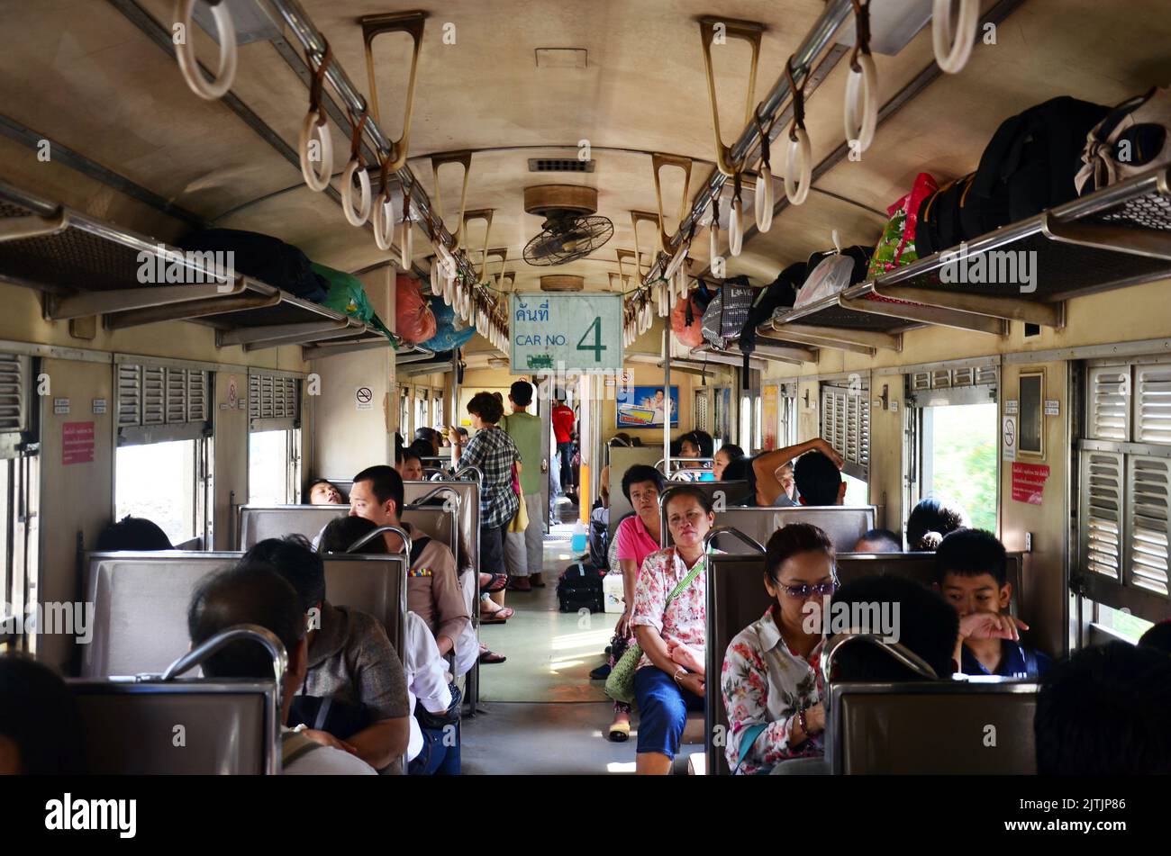 Interior design of local train for thai people and foreign travelers ...
