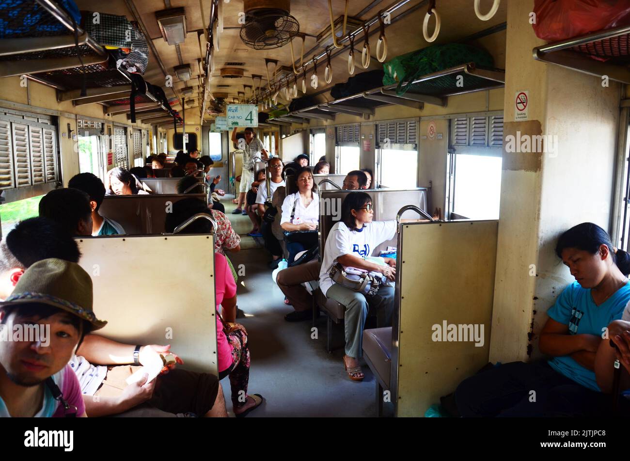 Interior design of local train for thai people and foreign travelers ...