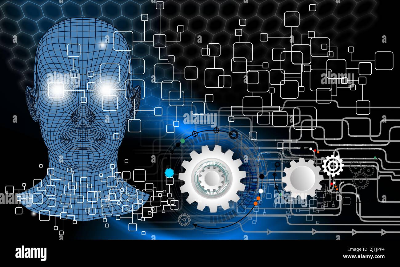 Abstract cogs futuristic global Molecules technology with linear and ...
