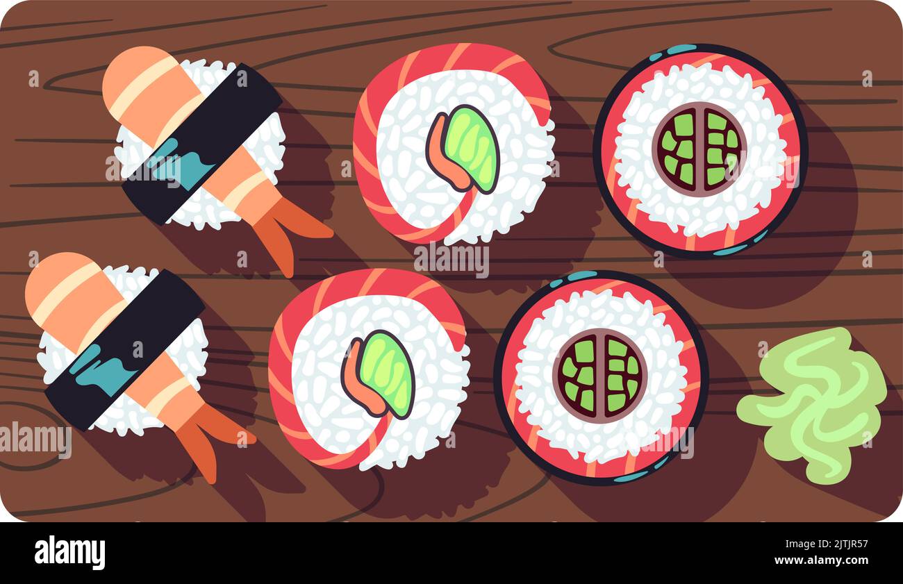 Japanese food rolls in Stock Vector Images - Alamy