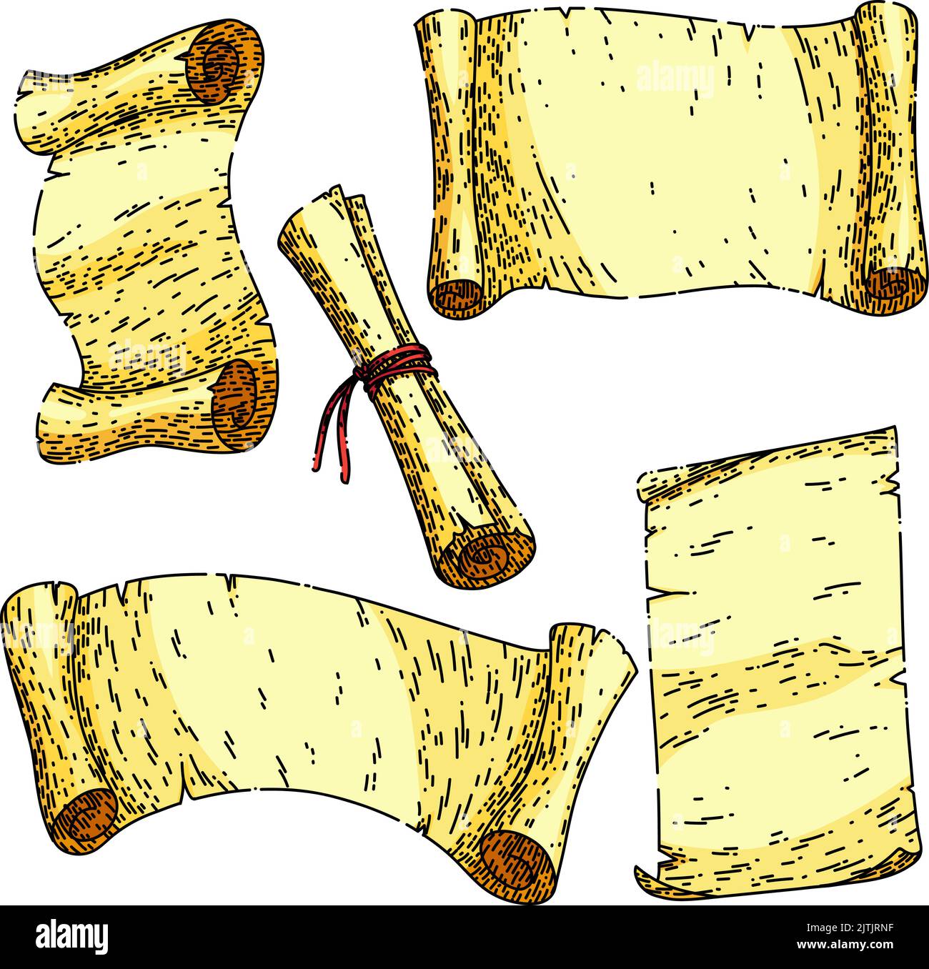 paper old ancient set sketch hand drawn vector Stock Vector Image & Art ...