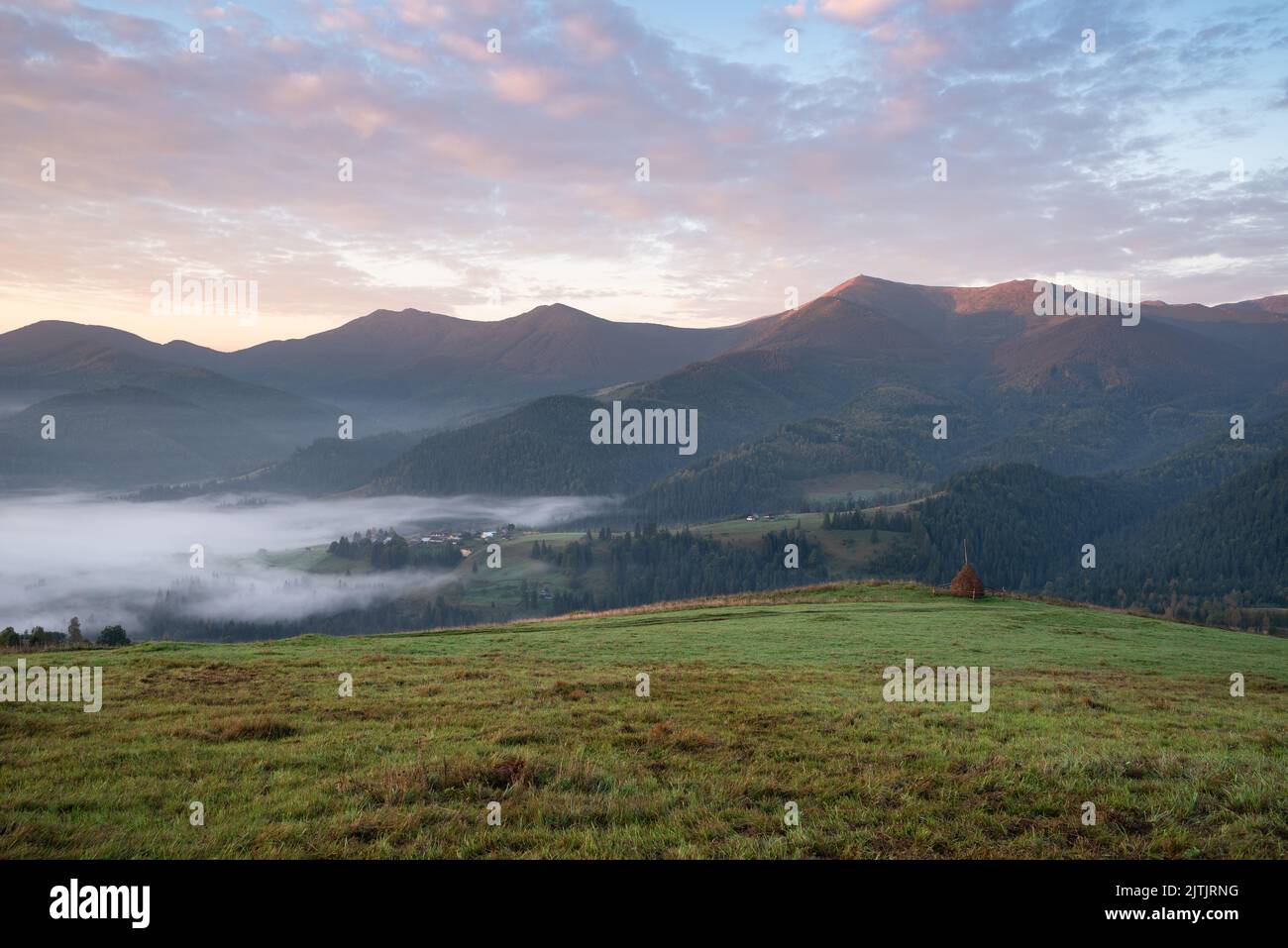 Morning mist landscape dawn landscape sunset hi-res stock photography ...