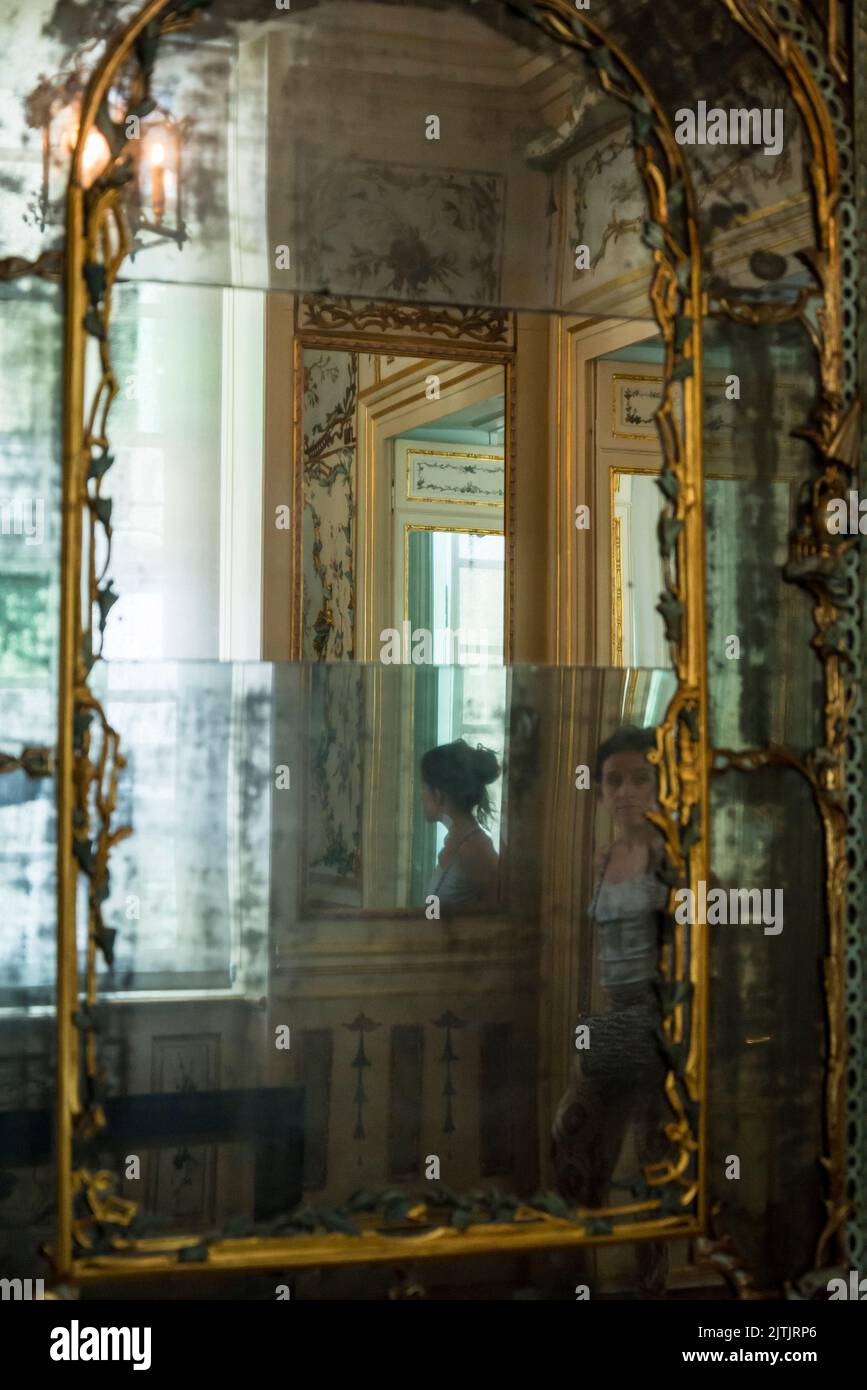 Gilded mirror with reflections, Carnavalet Museum, a museum dedicated ...