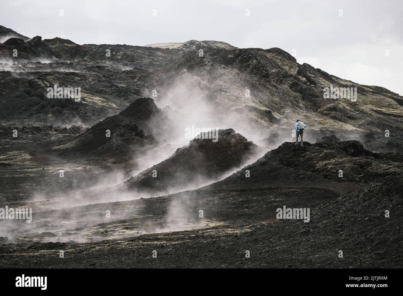 Lava fields after a volcanic eruption in Geothermal area Leirhnjukur ...