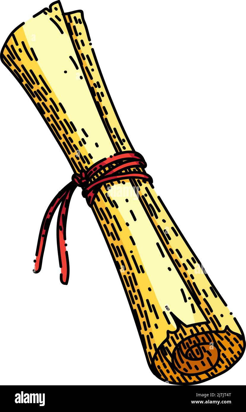 scroll yellow paper sketch hand drawn vector Stock Vector Image & Art ...