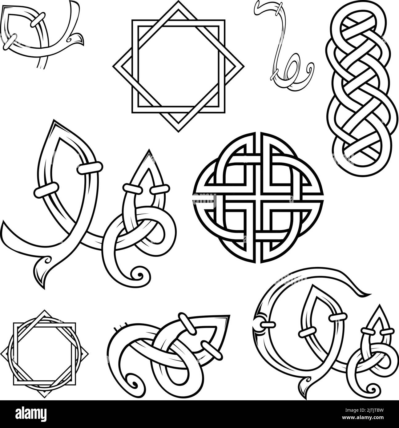 isolated celtic icons set pack tattoo collection in vector format Stock ...