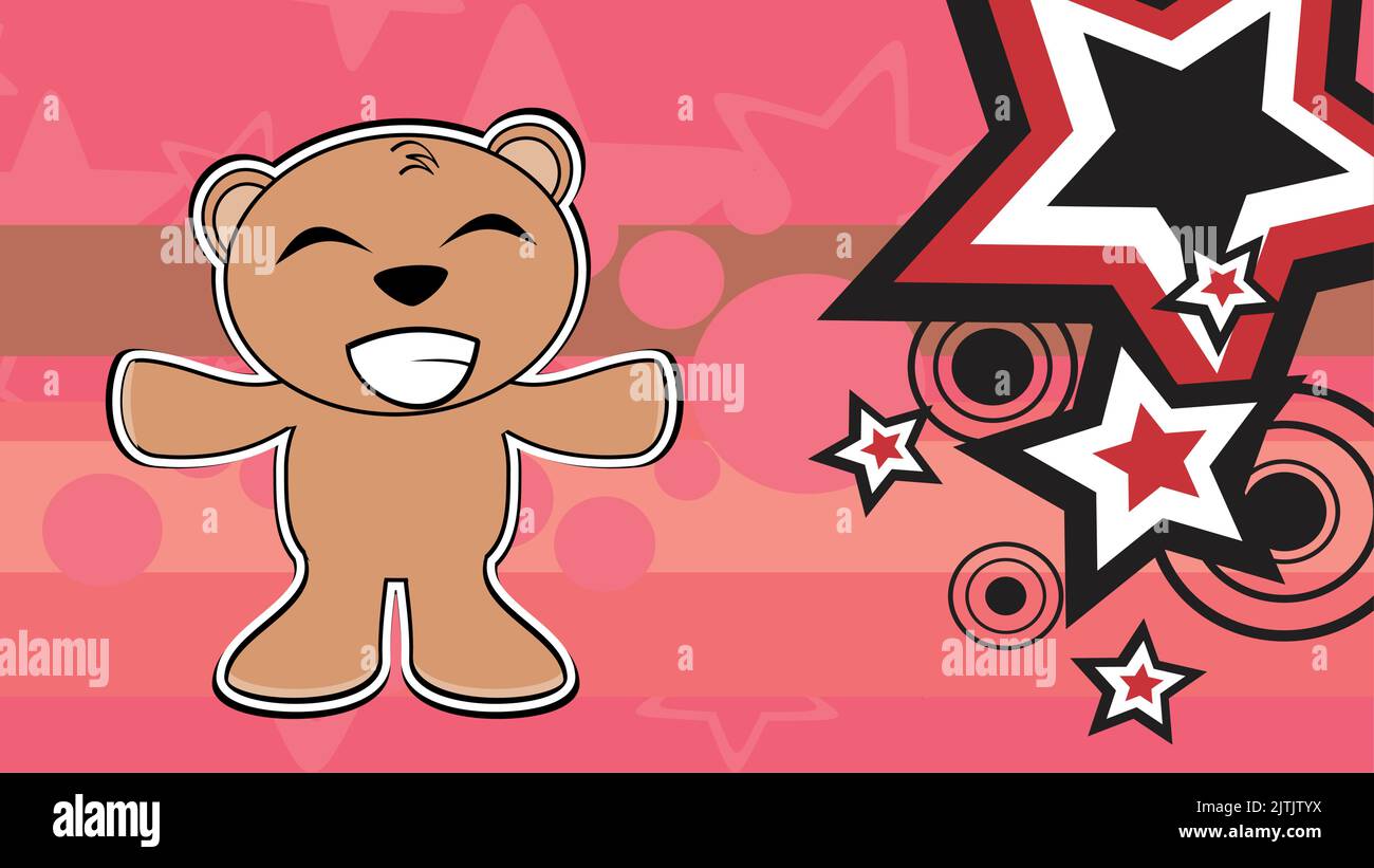 cute happy teddy bear character cartoon background in vector format ...