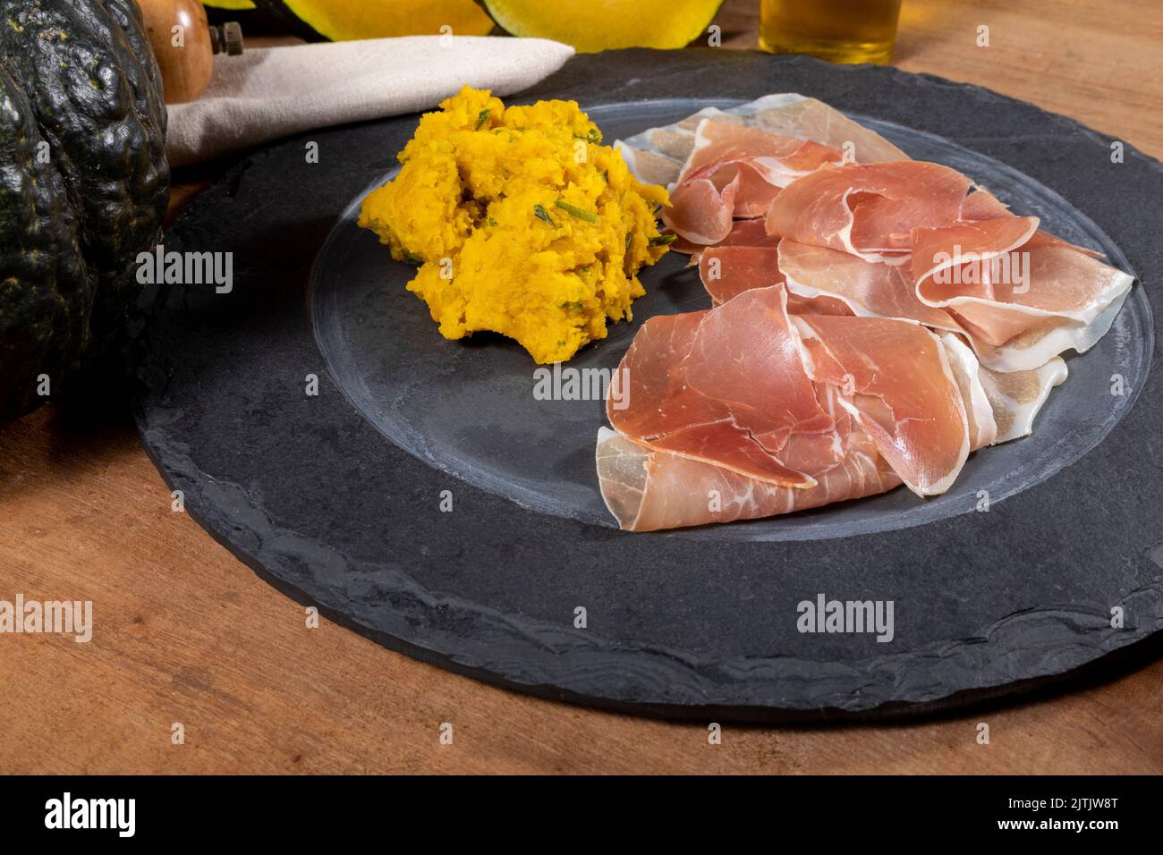 Parma ham (jamon) traditional Italian meat specialties Stock Photo - Alamy
