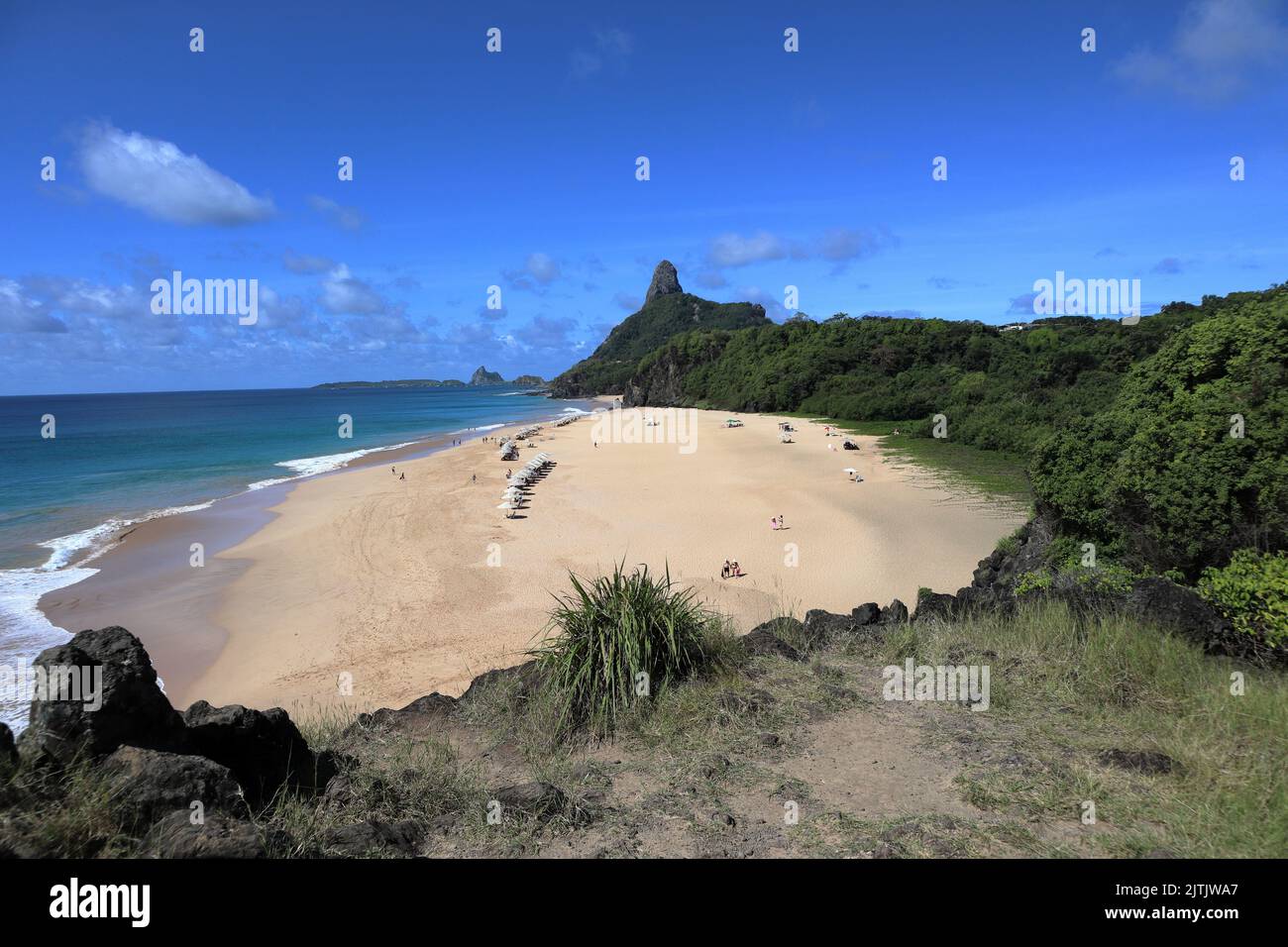 Boldro beach with Pico Hill in background, archipelago Fernando de ...