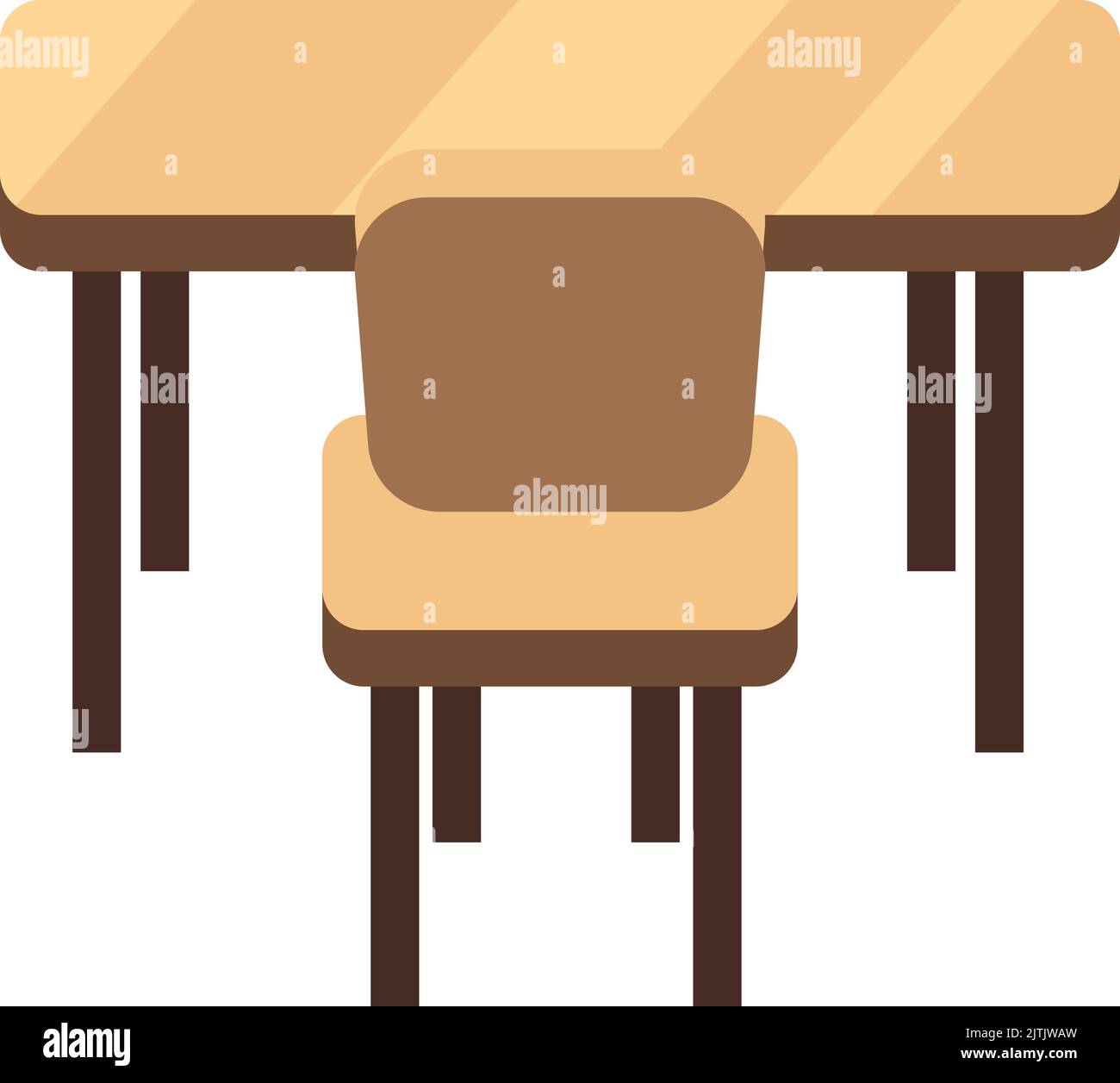 Wooden desk and chair. Dinner table. Study place Stock Vector Image ...