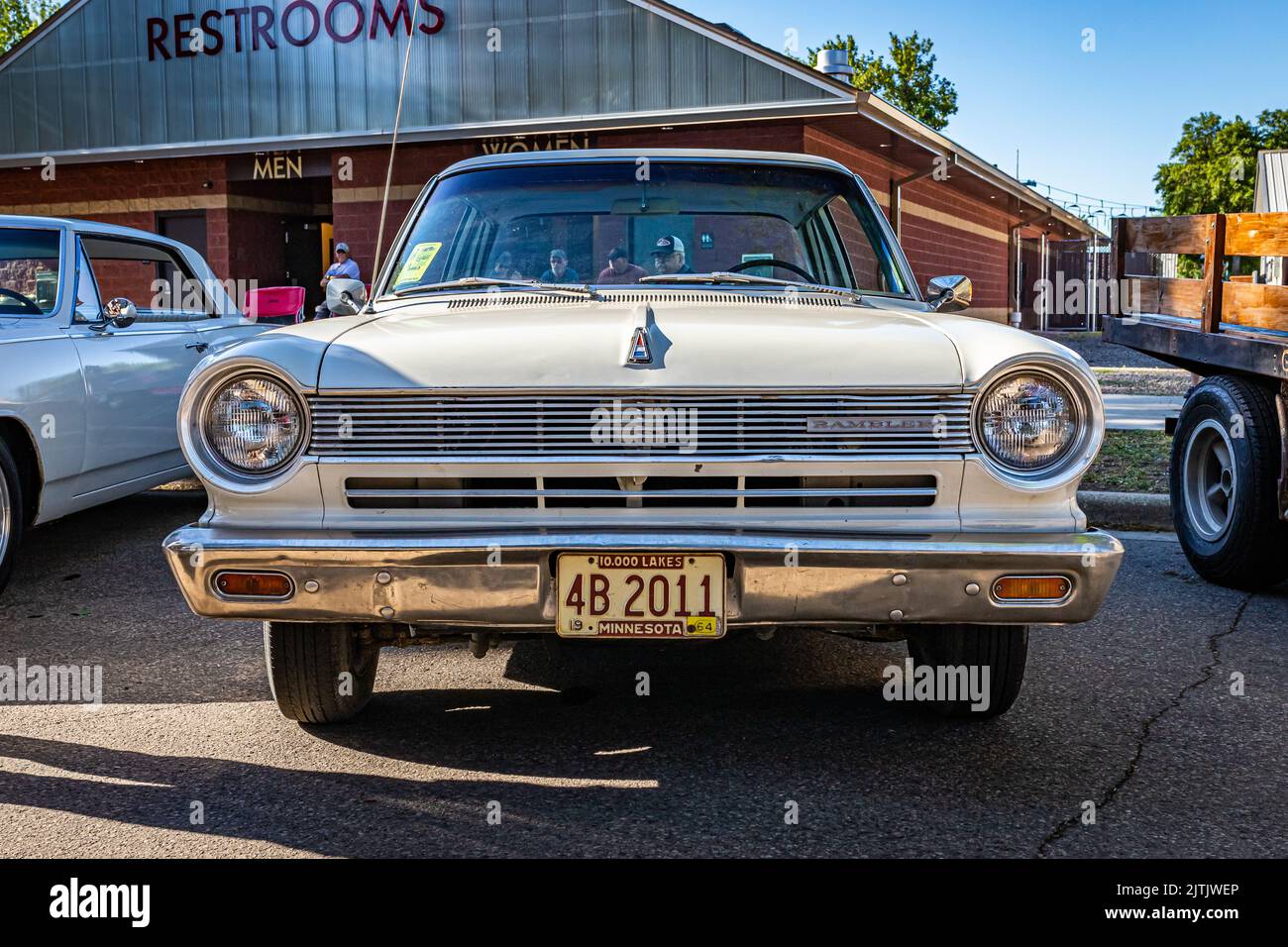 Falcon Heights, MN - June 17, 2022: Low perspective front view of a ...