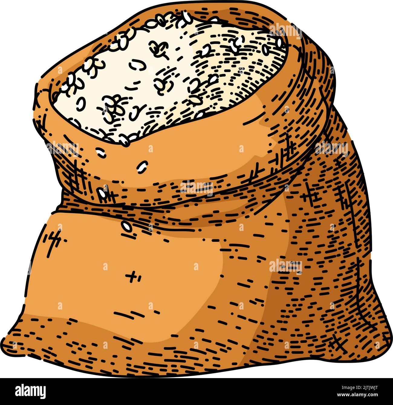 rice burlap sack sketch hand drawn vector Stock Vector Image & Art - Alamy