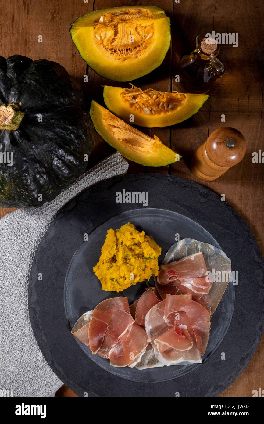 Parma ham (jamon) traditional Italian meat specialties Stock Photo - Alamy