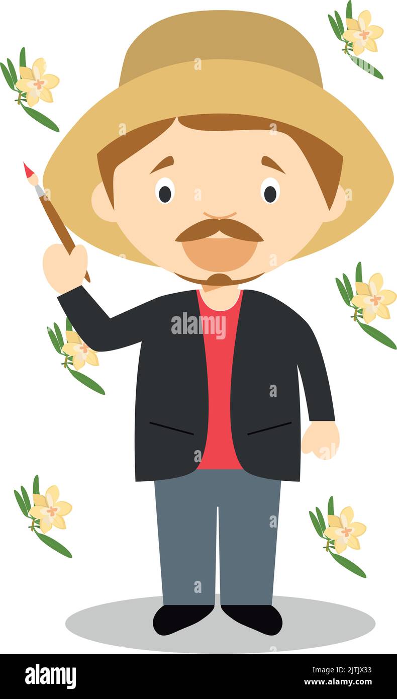 Paul Gauguin cartoon character. Vector Illustration. Kids History ...