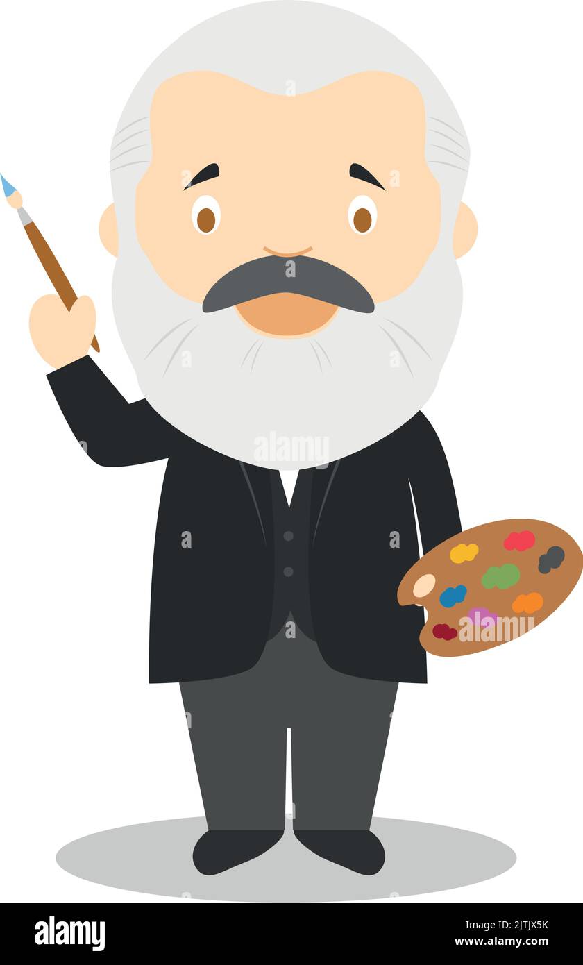Claude Monet cartoon character. Vector Illustration. Kids History ...