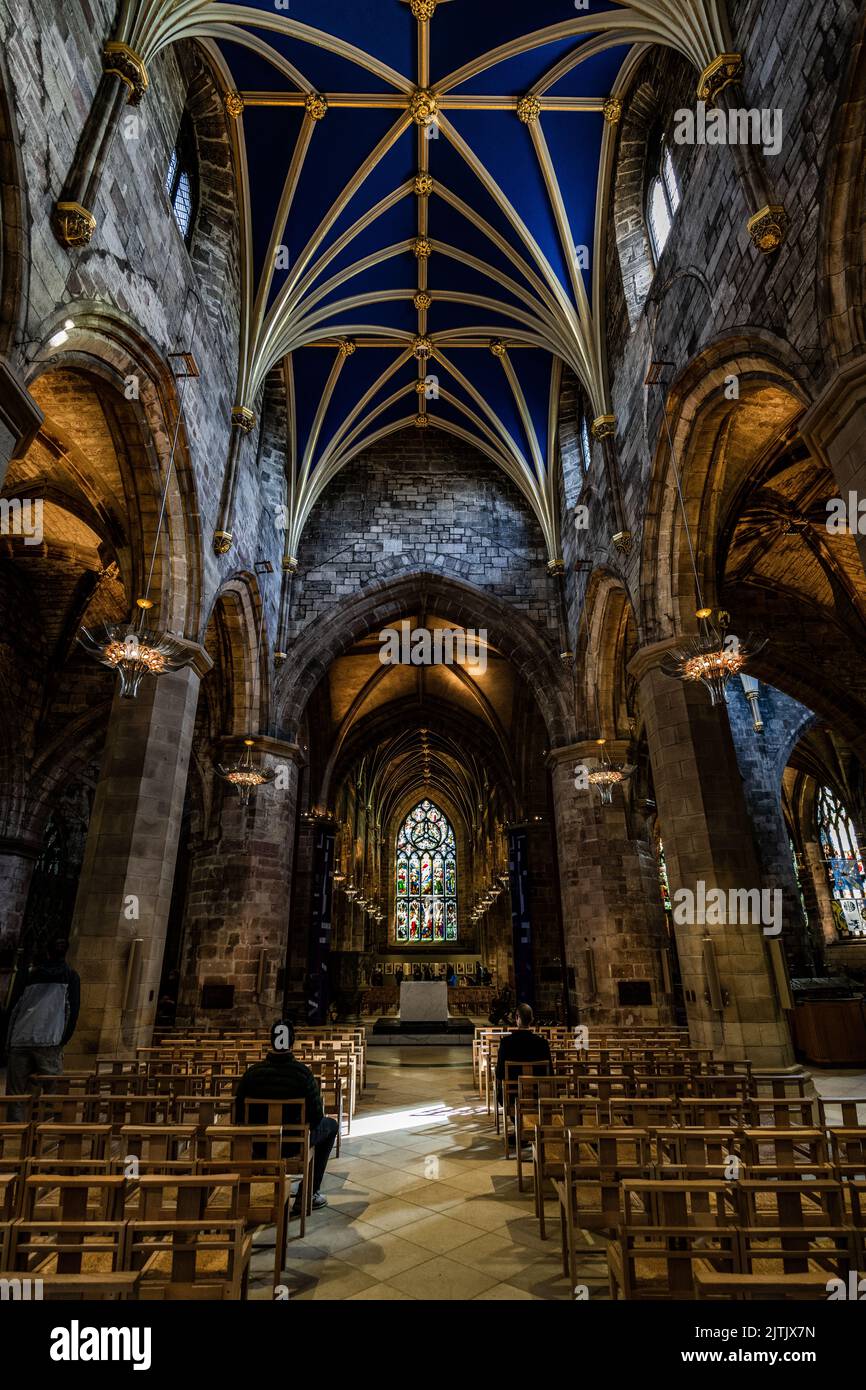 The interior of Saint Giles Cathedral or High Kirk of Edinburgh ...