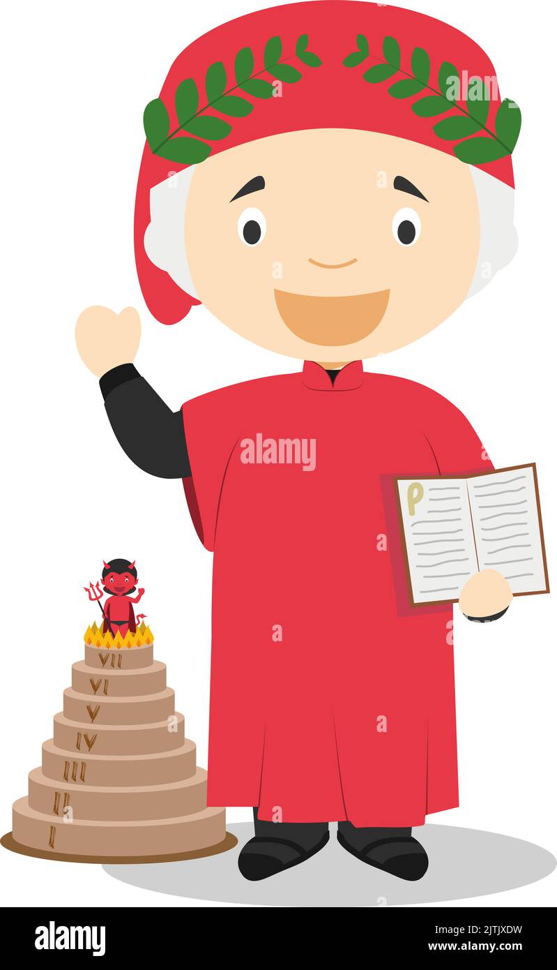 Dante Alighieri cartoon character. Vector Illustration. Kids History ...