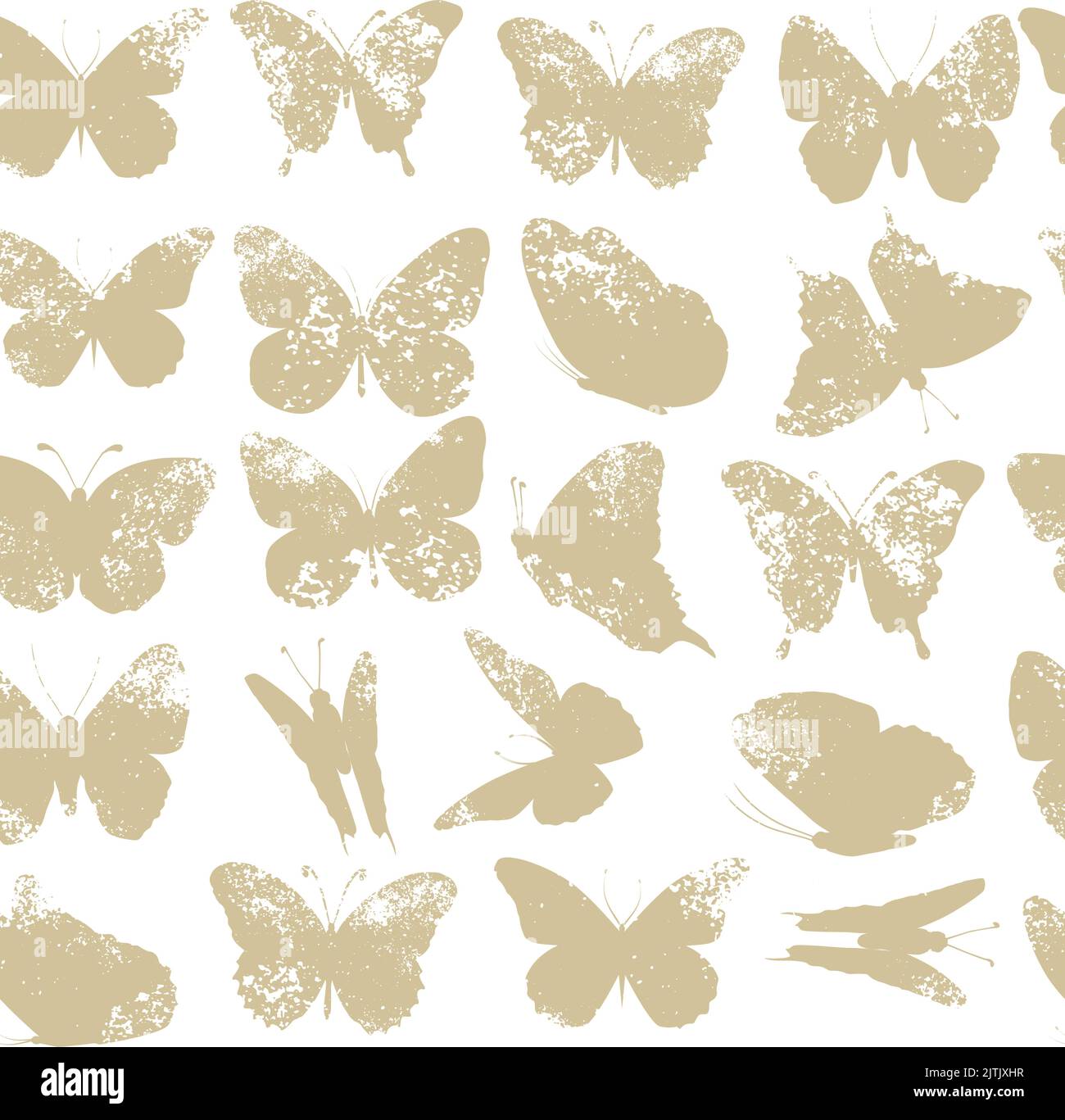 Seamless pattern beige butterflies. Vector illustration Stock Vector ...