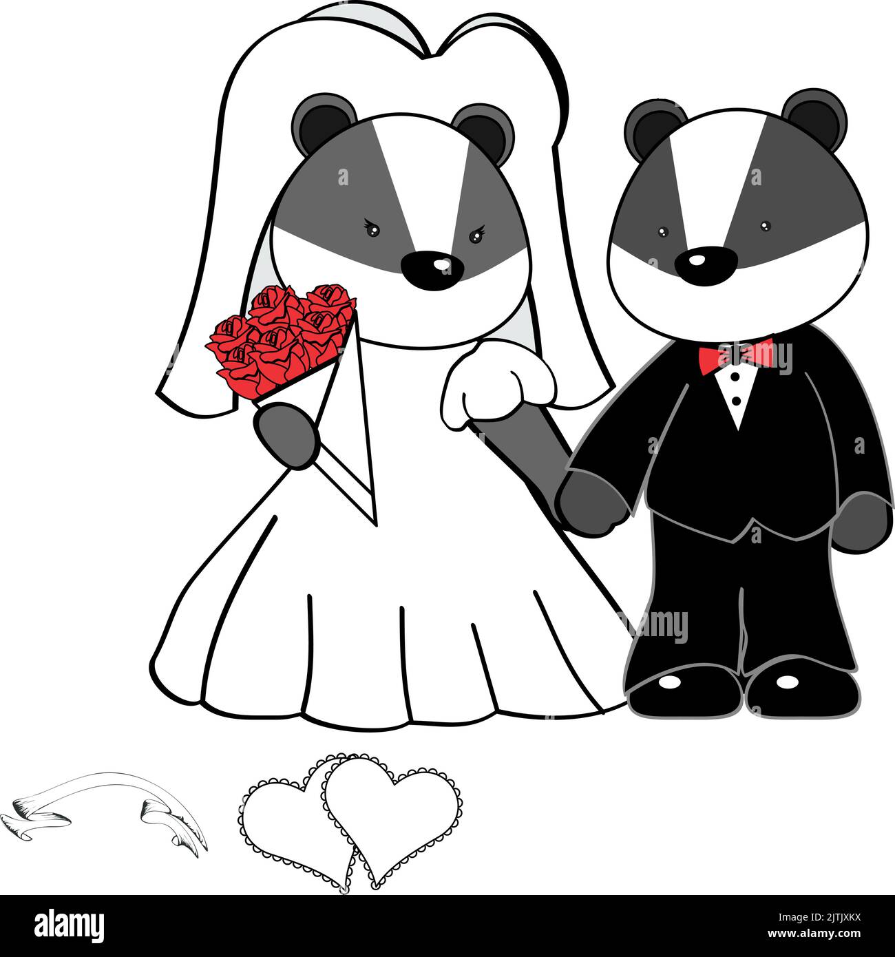 married badger couple cartoon set illustration in vector format Stock ...