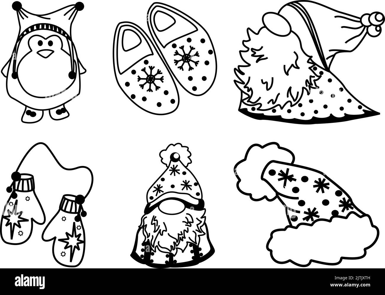 Set of hand-drawn christmas and winter doodle elements in vector ...