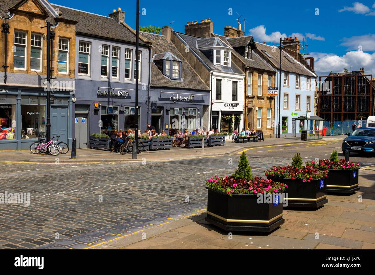 Street shops buildings main road thoroughfare street hi-res stock ...