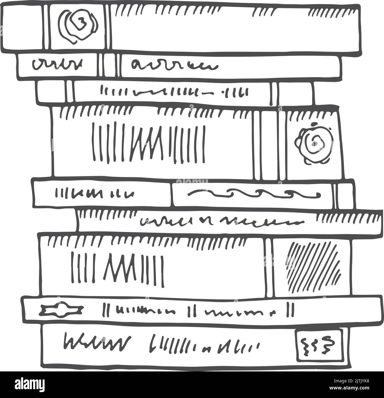Book stack sketch. Hand drawn knowledge symbol Stock Vector Image & Art ...