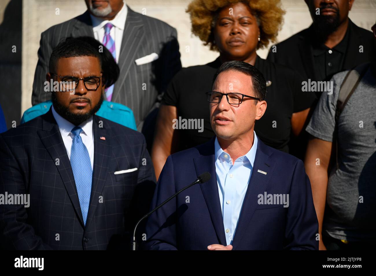 Philadelphia, United States. 31st Aug, 2022. Josh Shapiro, Austin Davis ...